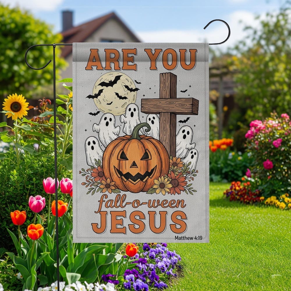 Dopaflag Christian Fall-o-ween Garden Flag Pumpkin Ghost Cross Matthew ...
