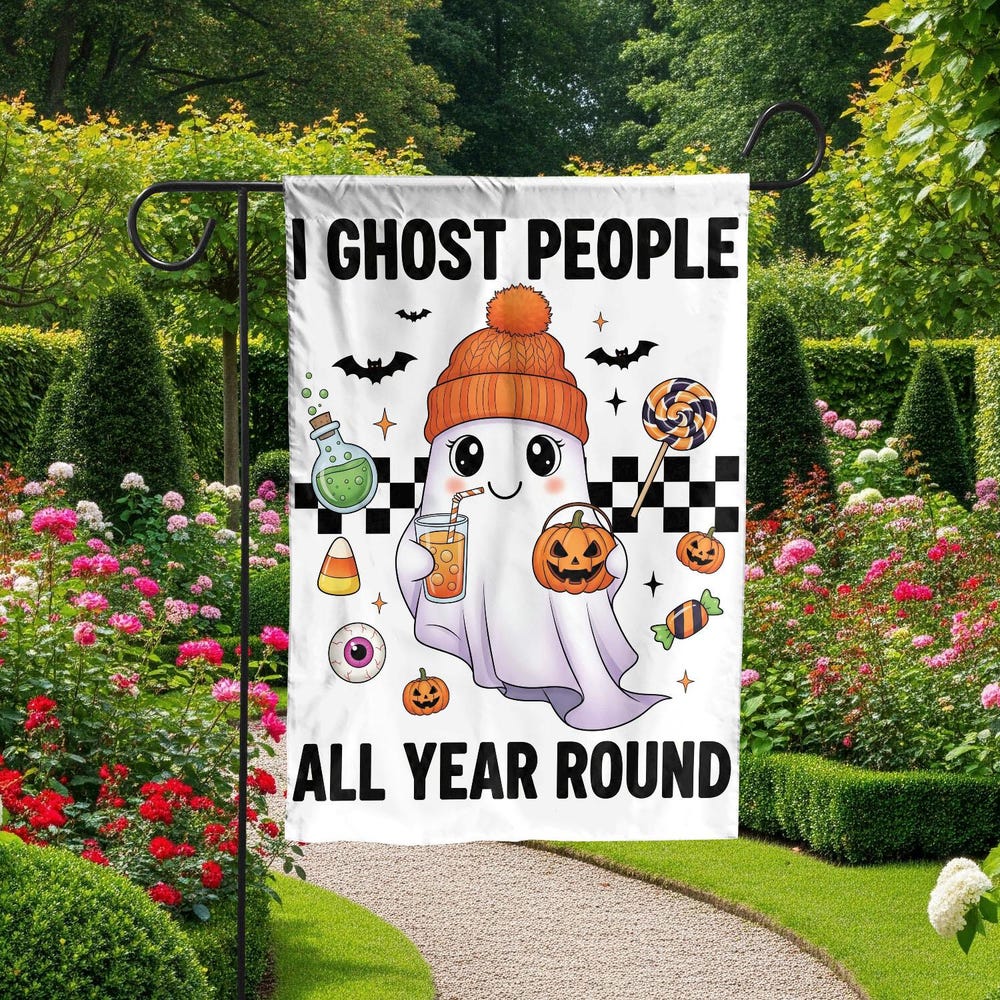 Dopaflag Cute Hal.low.een Ghost Garden Flag, I Ghost People All Year ...