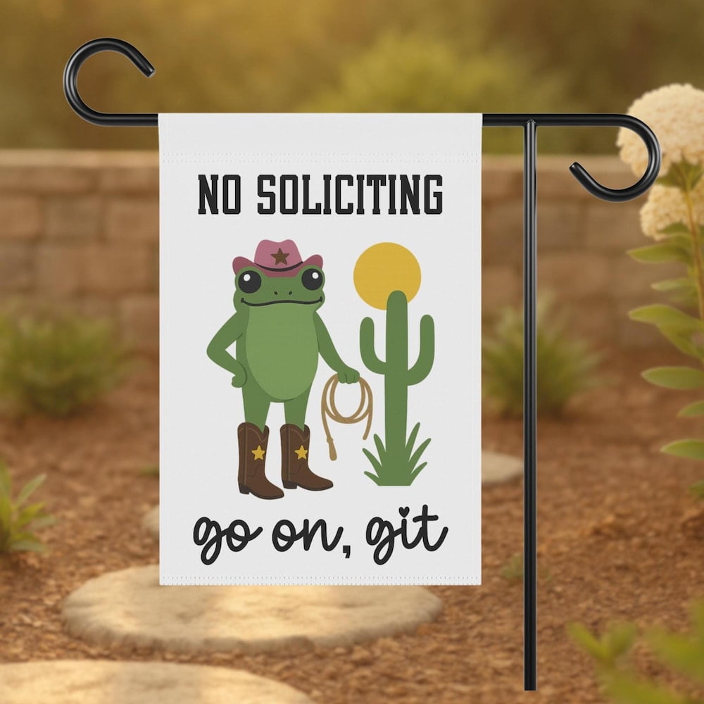 Dopaflag Funny Frog Garden Flag: No Soliciting - Go On Git Outdoor Flag ...