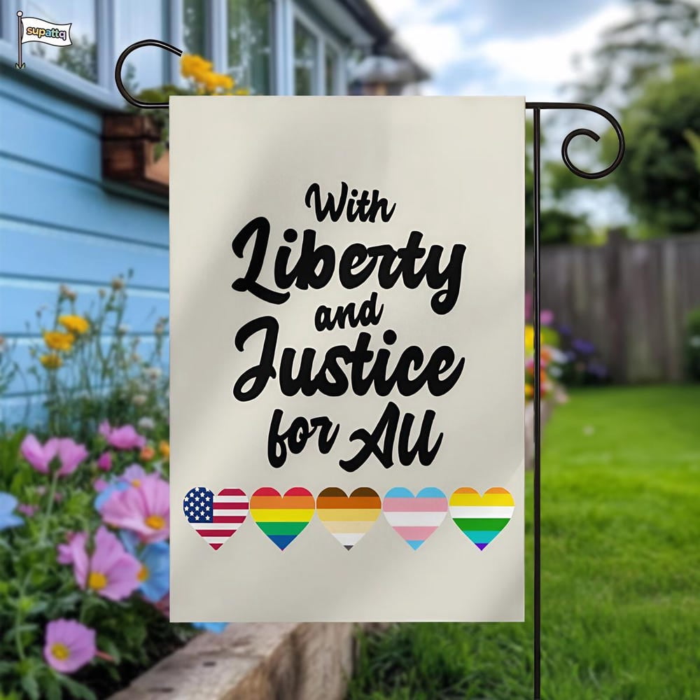 Dopaflag With Liberty And Justice For All Garden Flag, Progressive ...
