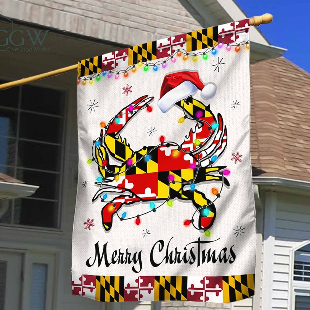 Dopaflag Maryland Chri.stm.as Flags, Maryland Crab Garden House Flag ...