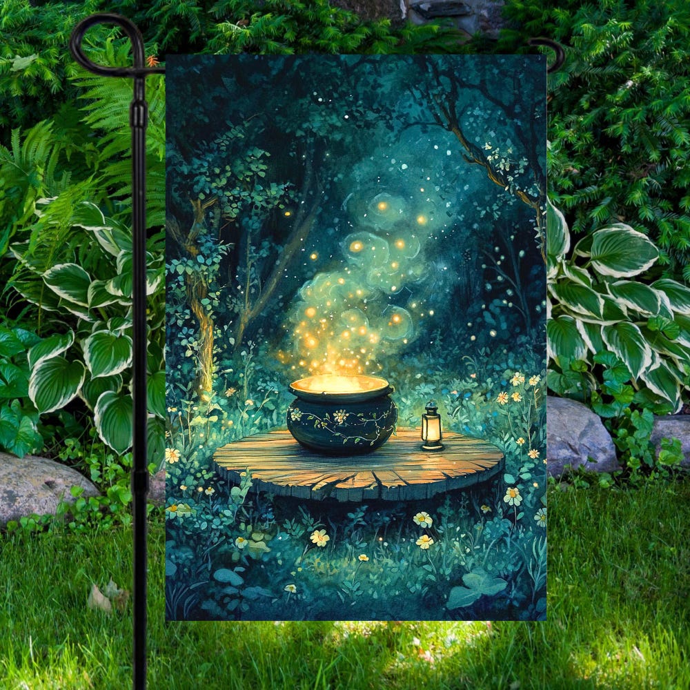 Dopaflag Night Forest Magic Cauldron Garden Flag Moon Flower Magical ...