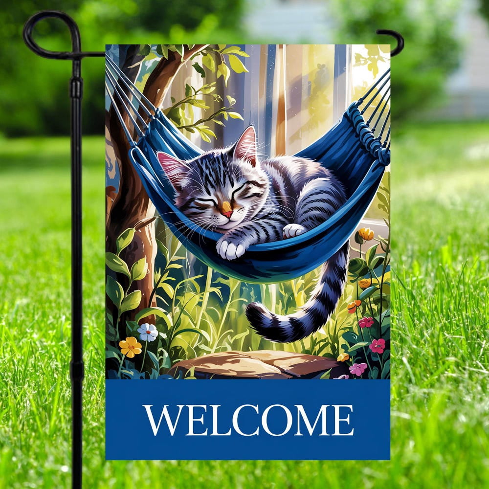 Dopaflag Sleeping Cat Summer Garden Flag Cute Kitten Sleeping Garden ...