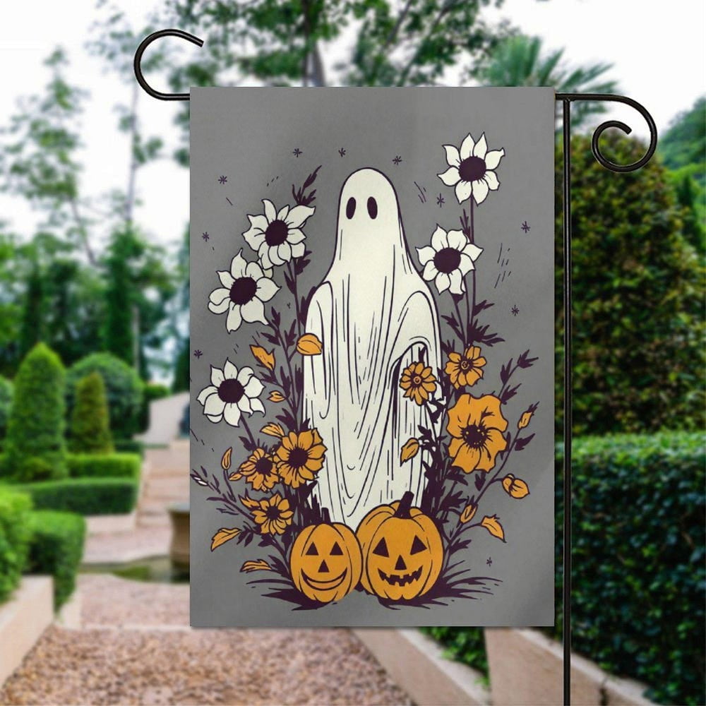 Dopaflag Vintage Ghost Garden Flag, Minimalist Ghost Hal.low.een Garden ...