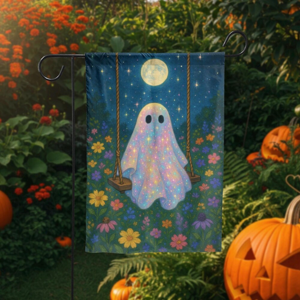 Dopaflag Whimsical Ghost Garden Flag, Sparkly Hal.low.een Yard Decor ...