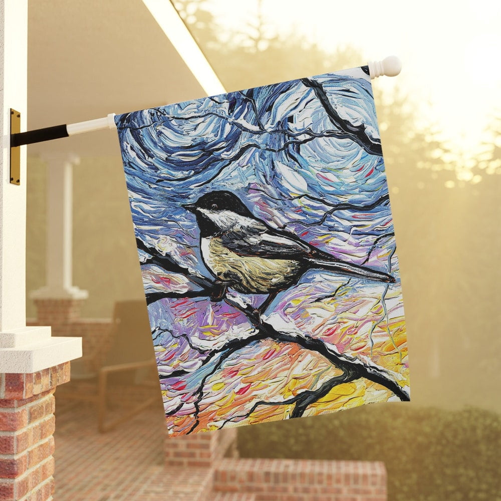 Dopaflag Yard and House Flags Chickadee Winter Bird Printing Art By Aja ...