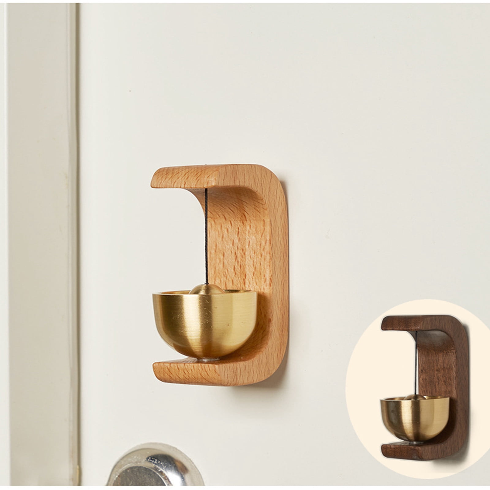 Dopamine Beech Wood Doorbell Chime (Adhesive-Backed), Brass Accent Door ...