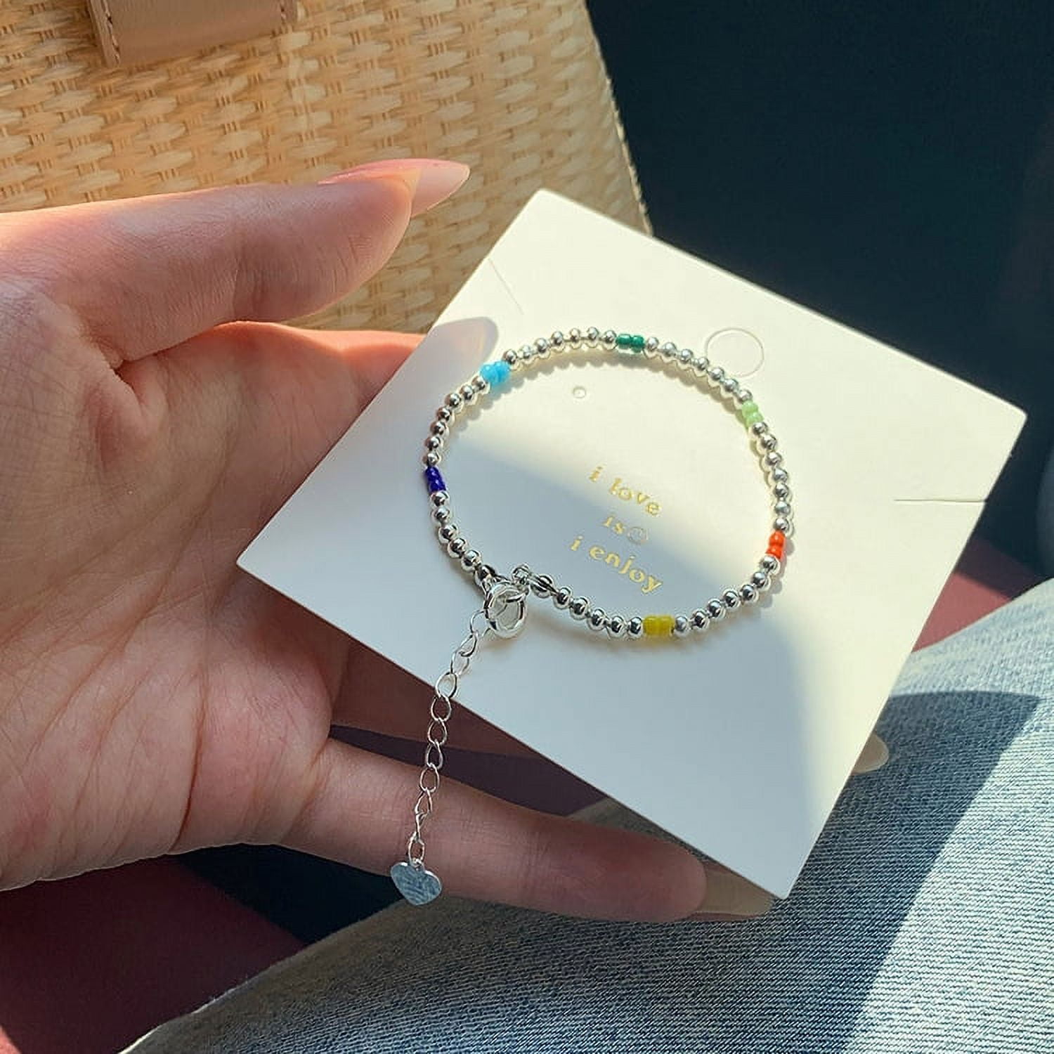 Dopamine Colored Beaded Smiley Face Bracelet for Women - Luxurious ...
