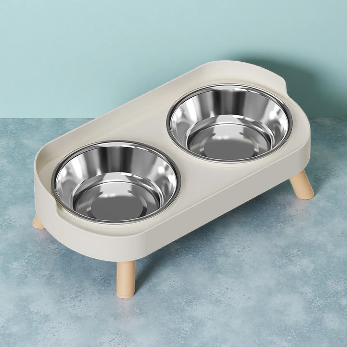 Dopamine Colorful Elevated Pet Feeder: Dual Stainless Steel Bowls with ...