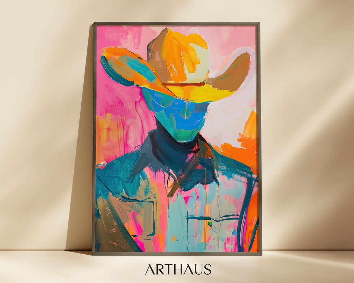 Dopamine Decor Cowboy Print Preppy Colorful Aesthetic Painting Western ...