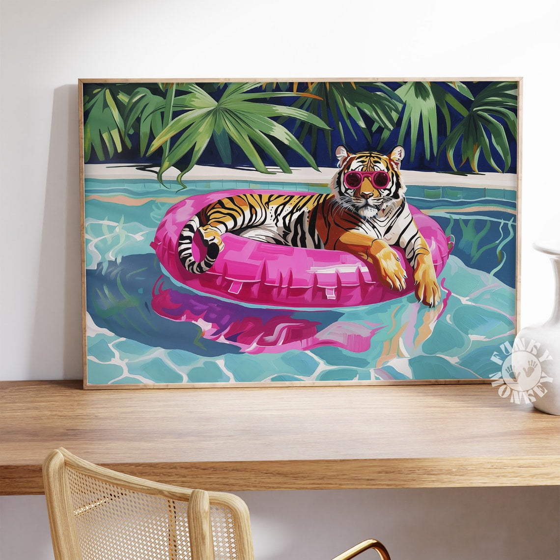Dopamine Tiger Print, Preppy Pool Print, Summer Fashion Animal Able Art ...