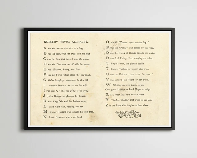 Dopaprint UNFRAMED PAPER POSTER 1920'S Nursery Rhyme Alphabet Poem ...