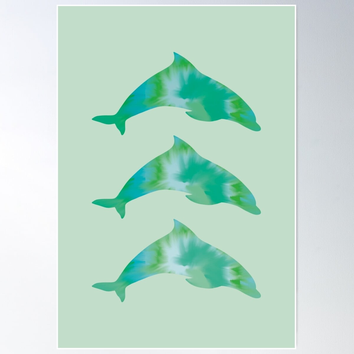 Dopaprint UNFRAMED PAPER POSTER #2 Dolphins - Fun Blue And Green Tie ...