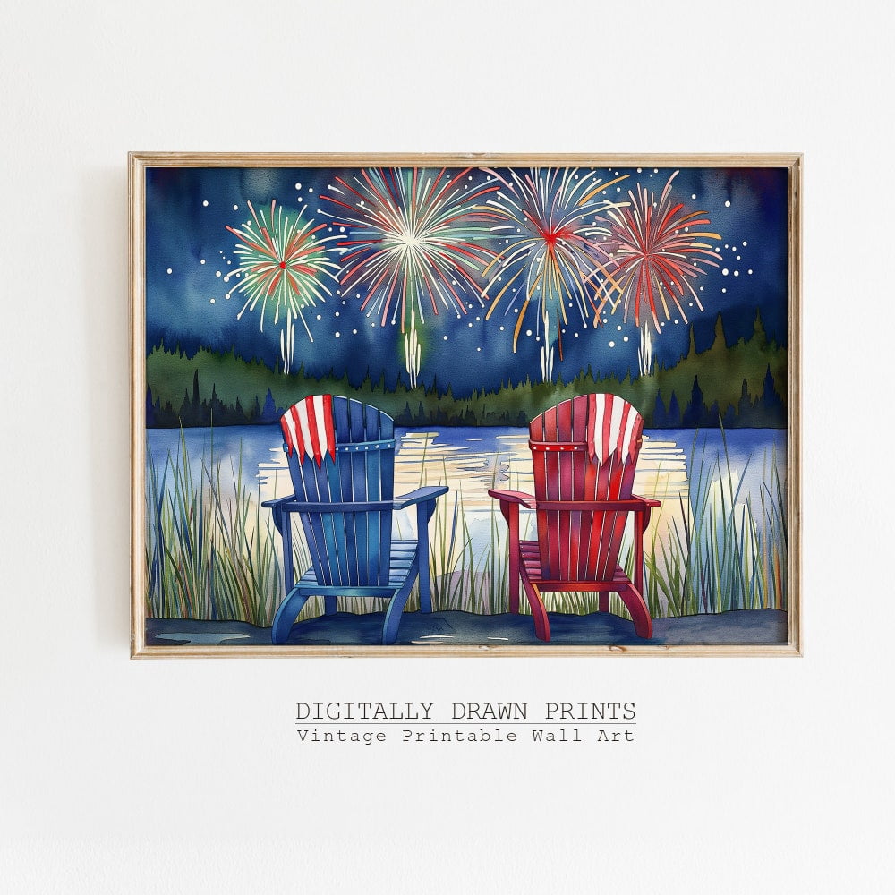 Dopaprint UNFRAMED PAPER POSTER 4Th Of July Patriotic Watercolor Style ...