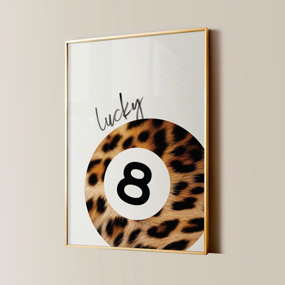 Dopaprint UNFRAMED PAPER POSTER 8 Ball Leo.Pard Print, Retro Lucky Girl Poster, Y2K Apartment ...