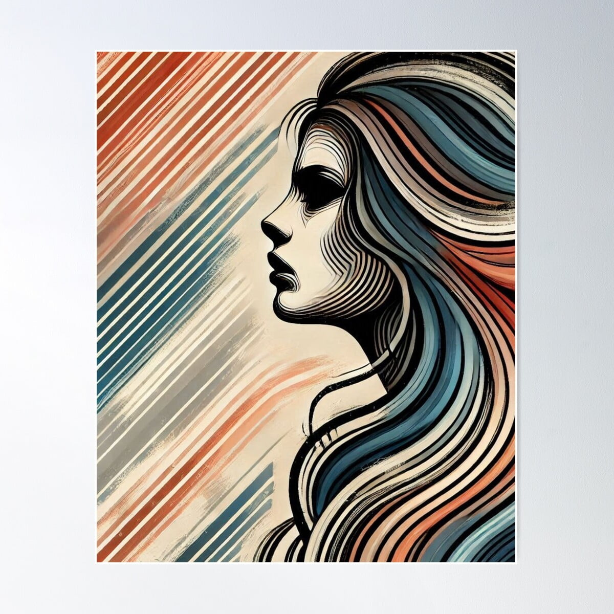 Dopaprint UNFRAMED PAPER POSTER A Woman With Long Hair Is Staring Ahead ...
