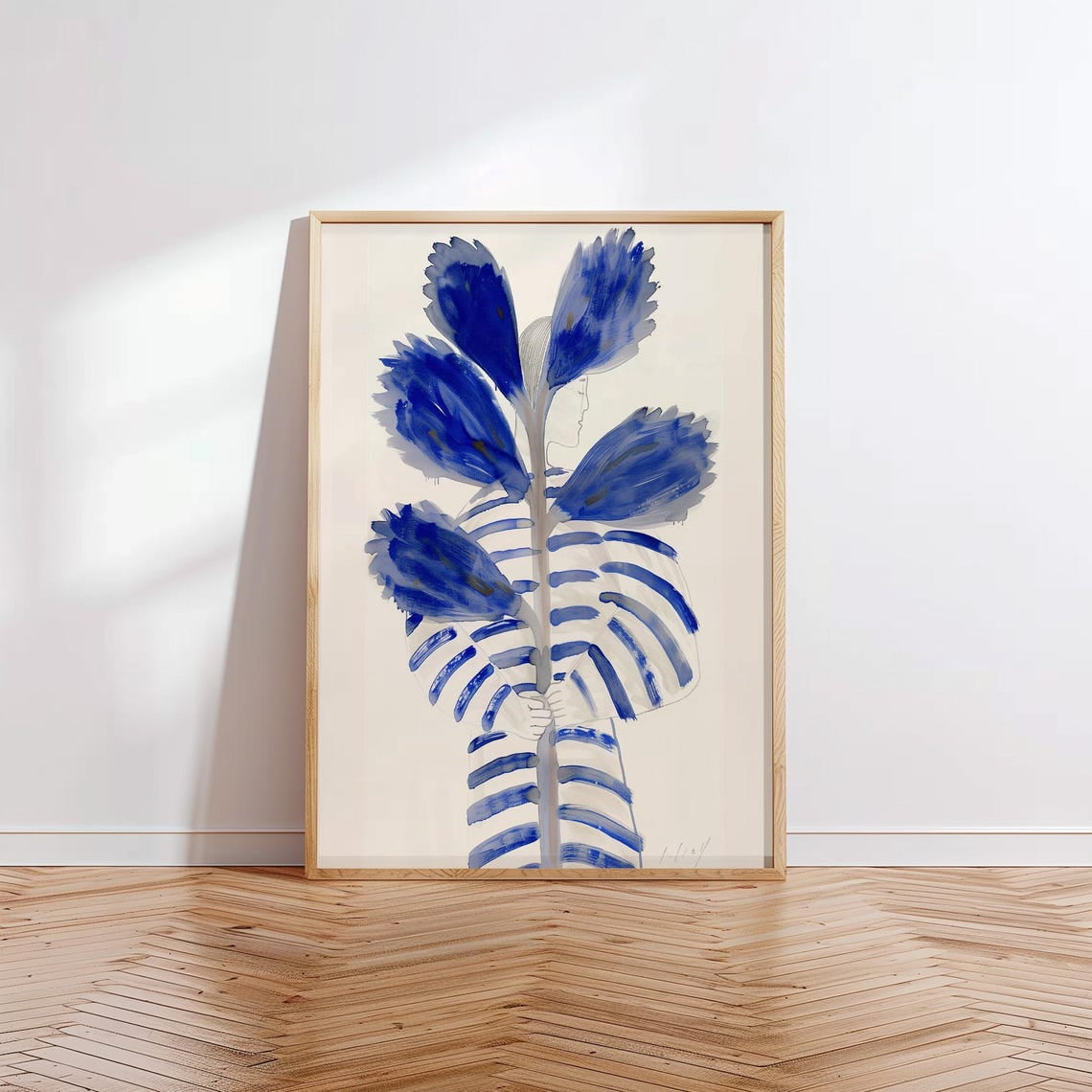 Dopaprint UNFRAMED PAPER POSTER Abstract Blue Botanical Minimalist ...