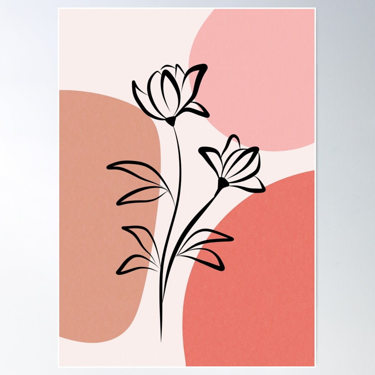 Dopaprint UNFRAMED PAPER POSTER Abstract Botanical Dainty Poppy Line ...