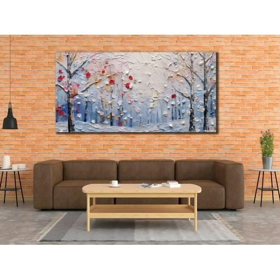 Dopaprint UNFRAMED PAPER POSTER Abstract Forest Red White Wall Art ...