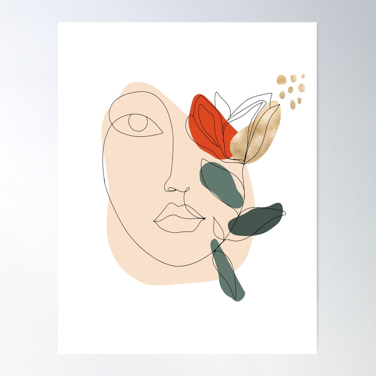 Dopaprint UNFRAMED PAPER POSTER Abstract Line Art Woman With Floral ...