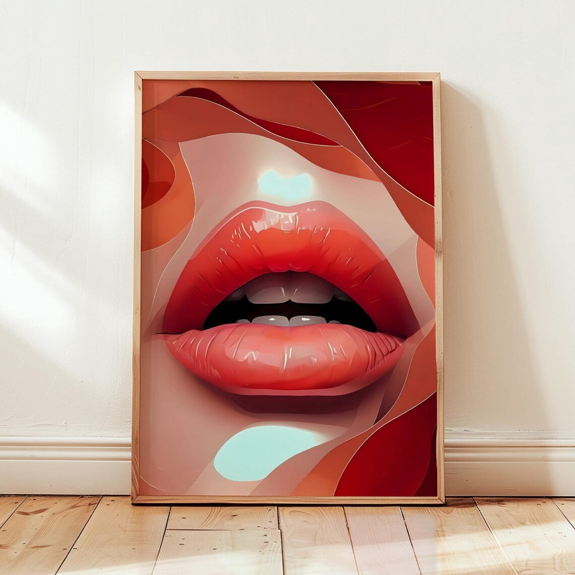 Dopaprint UNFRAMED PAPER POSTER Abstract Red Kiss Lips Wall Art Trendy ...
