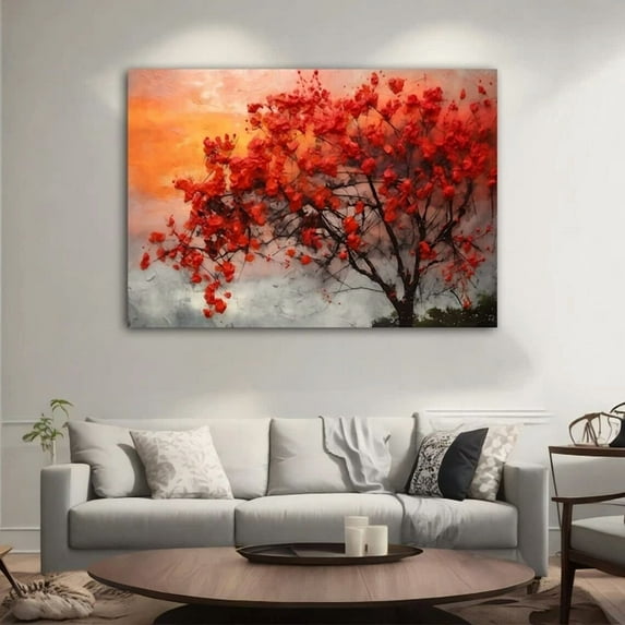 Dopaprint UNFRAMED PAPER POSTER Abstract Red Tree Art Painting Modern ...