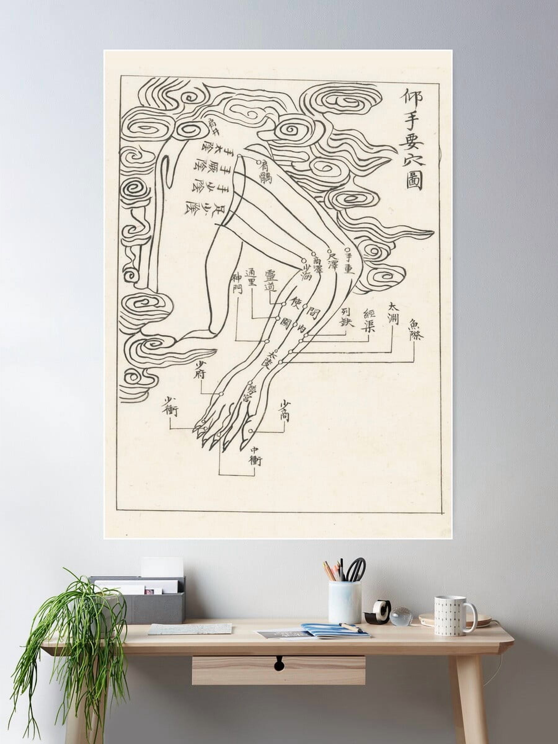 Dopaprint UNFRAMED PAPER POSTER Acupuncture Points And Meridians-The ...