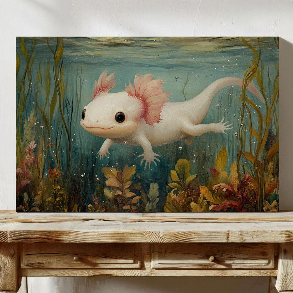 Dopaprint UNFRAMED PAPER POSTER Adorable Axolotl Underwater Poster Wall ...