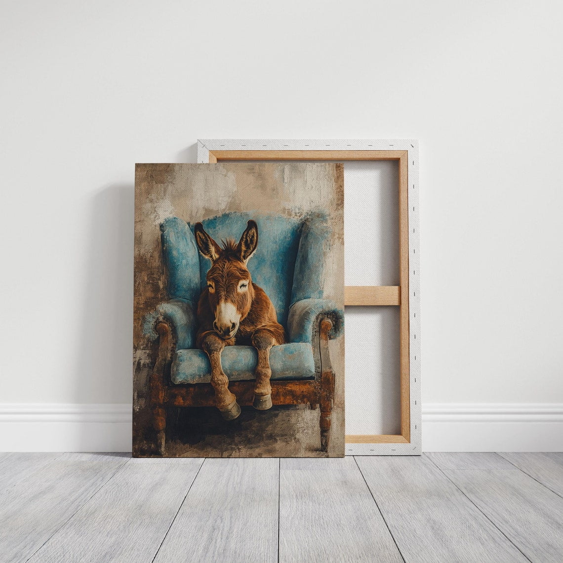 Dopaprint UNFRAMED PAPER POSTER Adorable Donkey Resting On Blue Chair ...