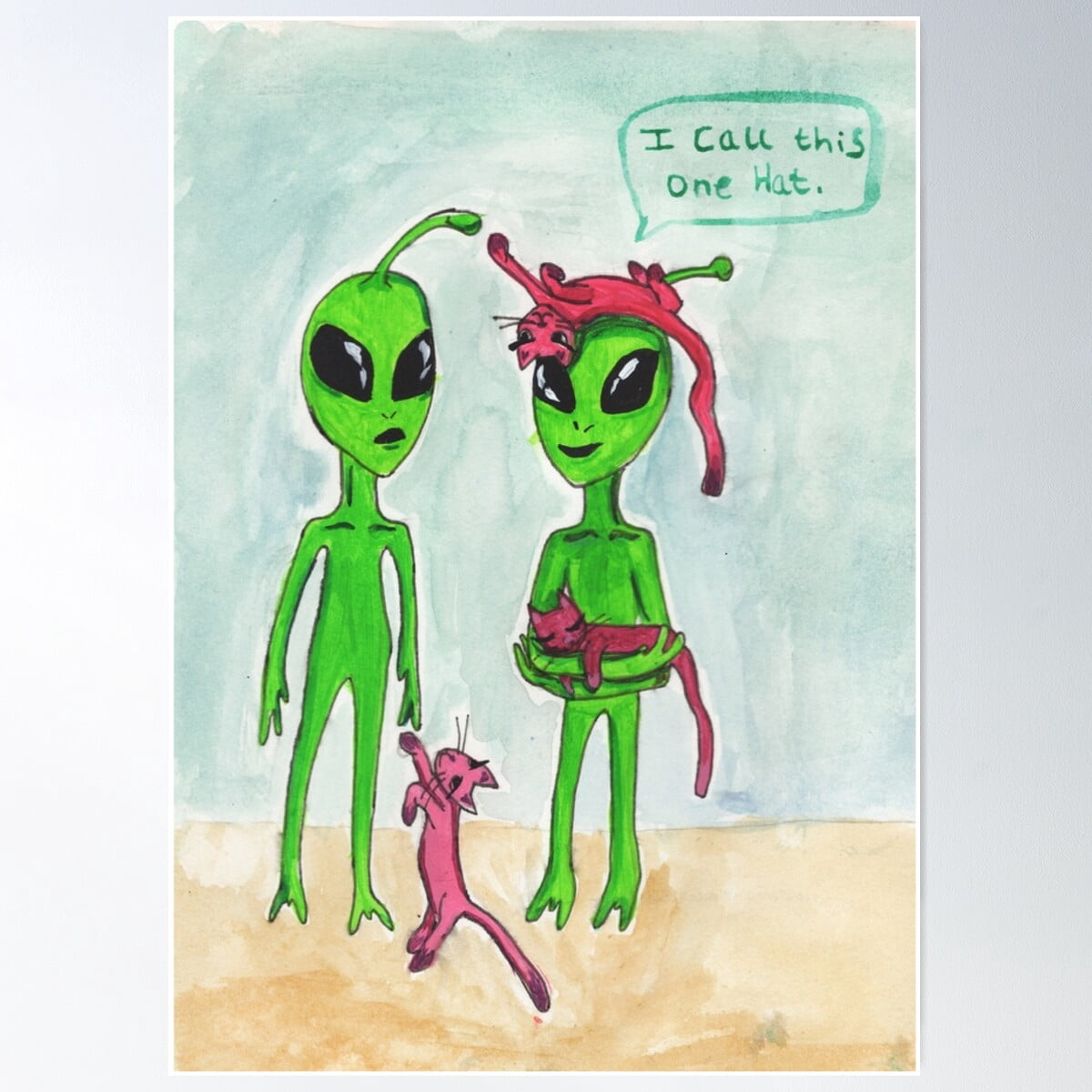 Dopaprint UNFRAMED PAPER POSTER Aliens And Cats Poster Wall Art, Modern ...