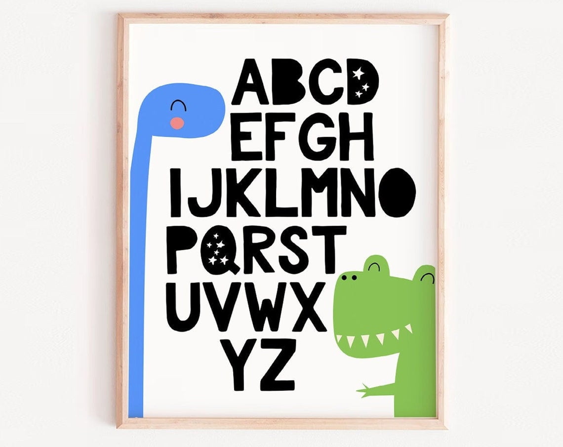 Dopaprint UNFRAMED PAPER POSTER Alphabet Print Dinosaurs A-Z, Dinosaur ...