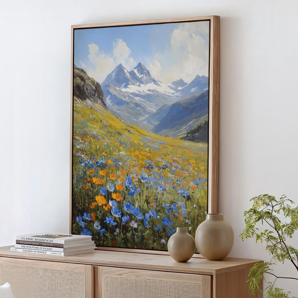 Dopaprint UNFRAMED PAPER POSTER Alpine Meadow Art - Vibrant Wildflowers ...