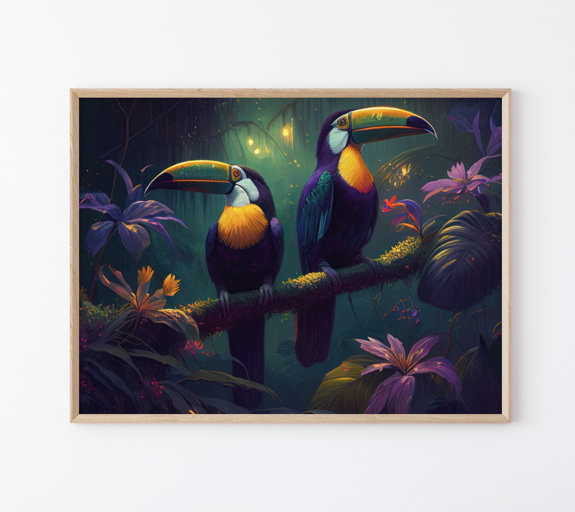 Dopaprint UNFRAMED PAPER POSTER Amazon Rainforest Waterfall Toucan ...