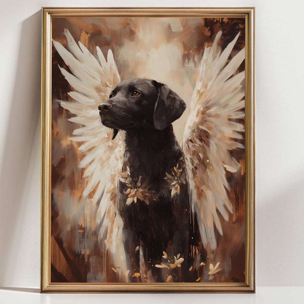 Dopaprint UNFRAMED PAPER POSTER Angel Black Lab Wall Art Pet Memorial ...