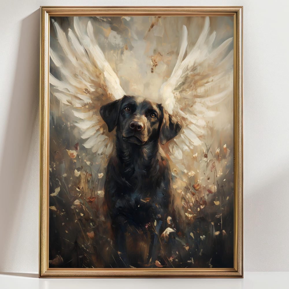 Dopaprint UNFRAMED PAPER POSTER Angel Dog Wall Art Chocolate Labrador ...