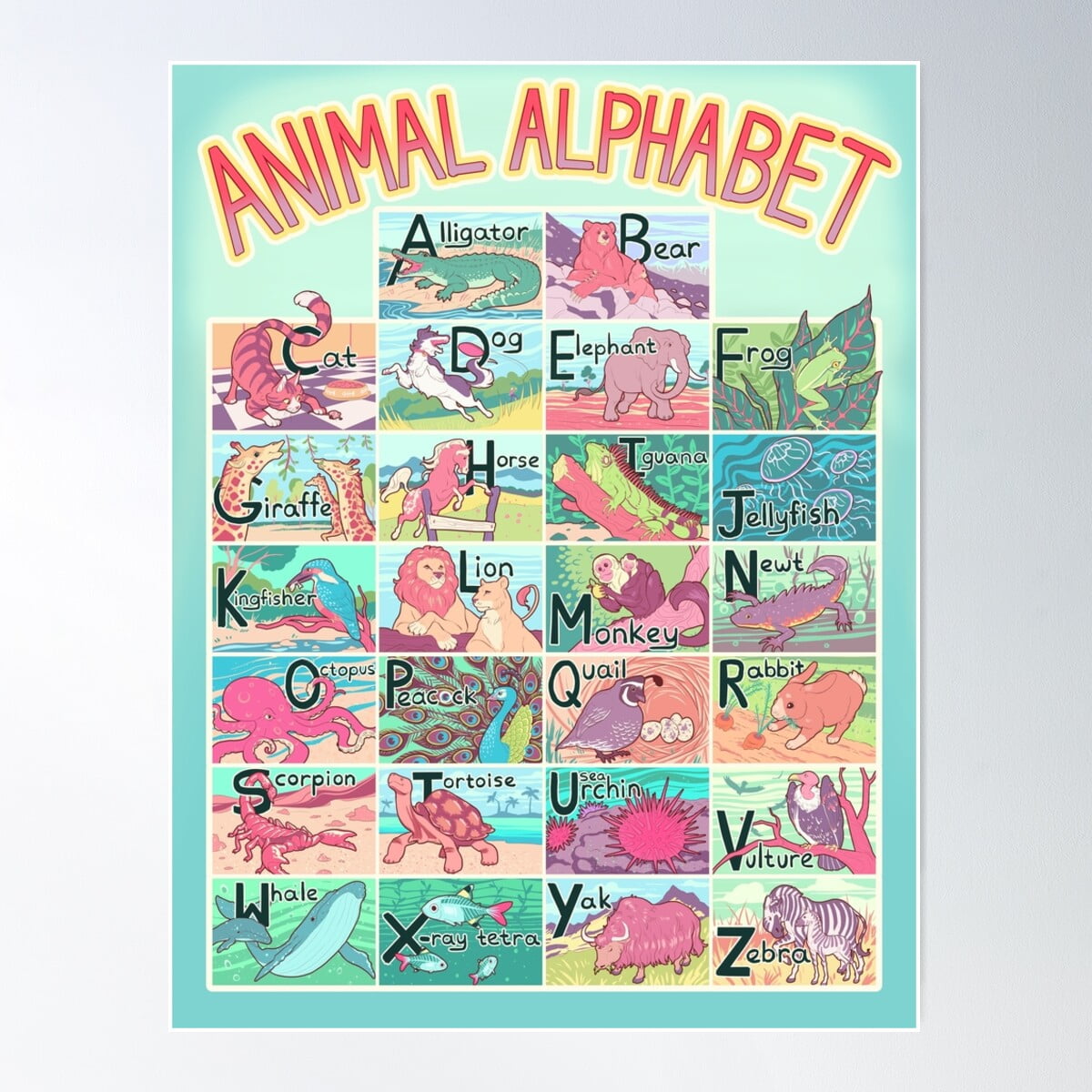 Dopaprint UNFRAMED PAPER POSTER Animal Alphabet Chart Poster Wall Art ...