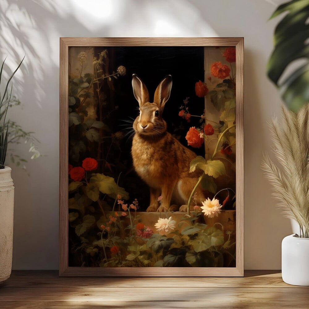 Dopaprint UNFRAMED PAPER POSTER Antique Rabbit Painting, Bunny Wall Art ...