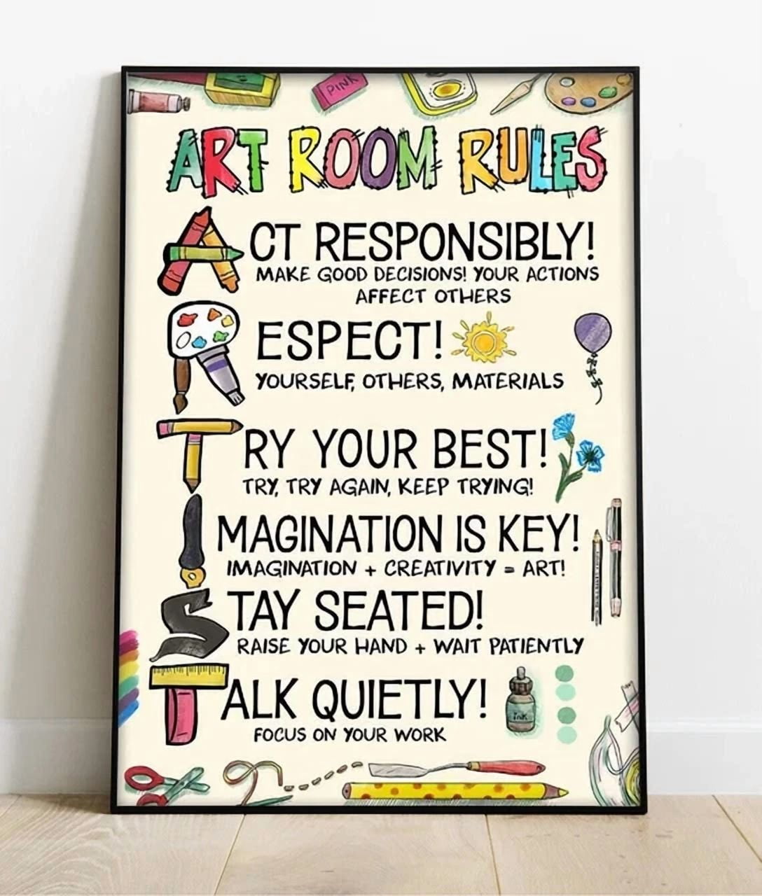 Dopaprint UNFRAMED PAPER POSTER Art Room Rules Poster, Education ...