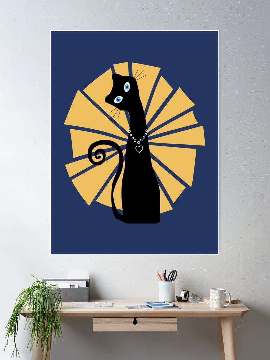 Dopaprint UNFRAMED PAPER POSTER Atomic Mid Century Cat,Retro Atomic ...