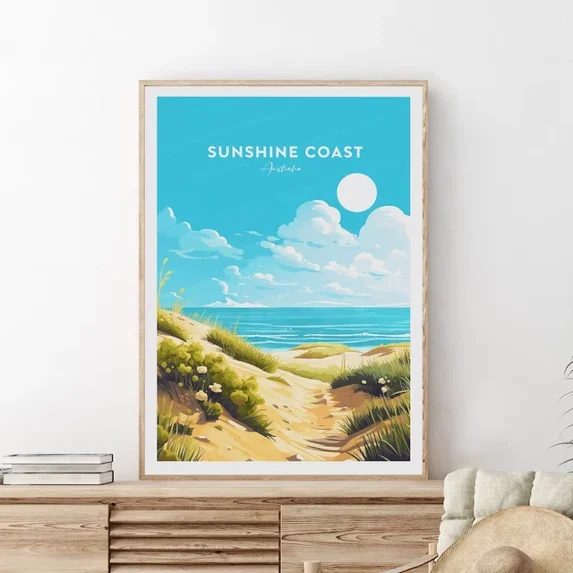 Dopaprint UNFRAMED PAPER POSTER Australia, Sunshine Coast Travel Poster ...