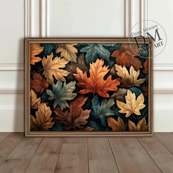 Dopaprint UNFRAMED PAPER POSTER Autumn Leaf Pattern Wall Art, Moody ...