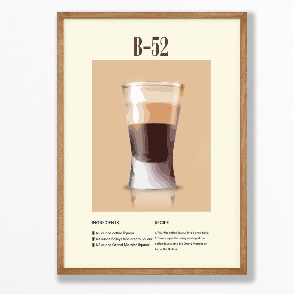 Dopaprint UNFRAMED PAPER POSTER B52 Cocktail Poster - Liqueur Poster ...