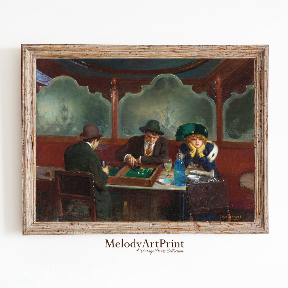 Dopaprint UNFRAMED PAPER POSTER Backgammon Players Vintage Painting ...