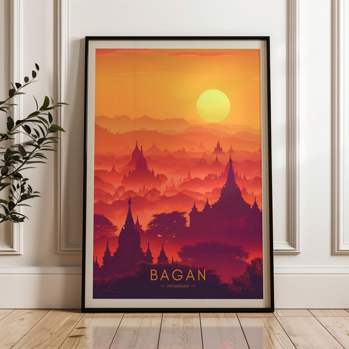 Dopaprint UNFRAMED PAPER POSTER Bagan Travel Poster - Myanmar Wall Art ...