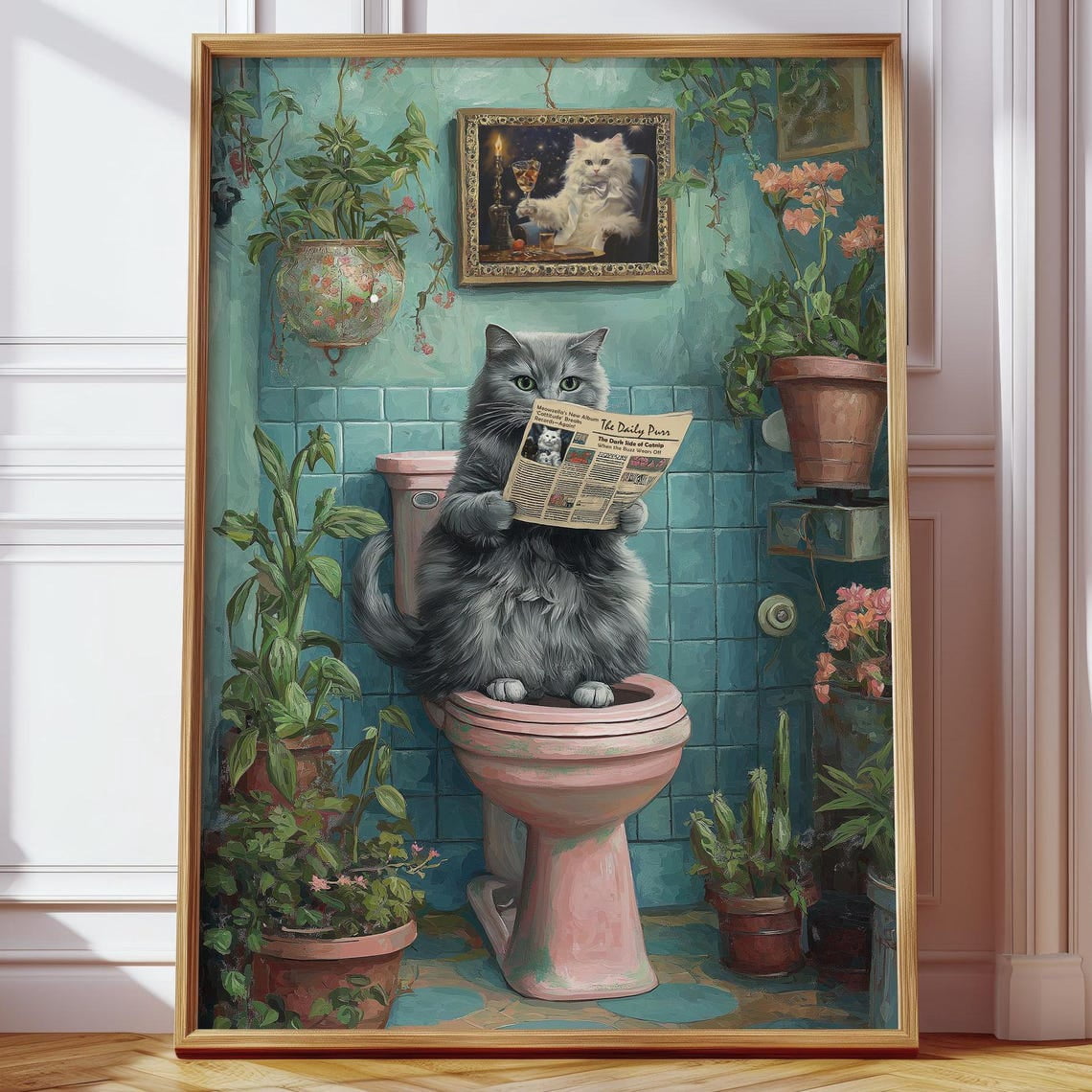 Dopaprint UNFRAMED PAPER POSTER Bathroom Cat Print, Funny Kitten ...