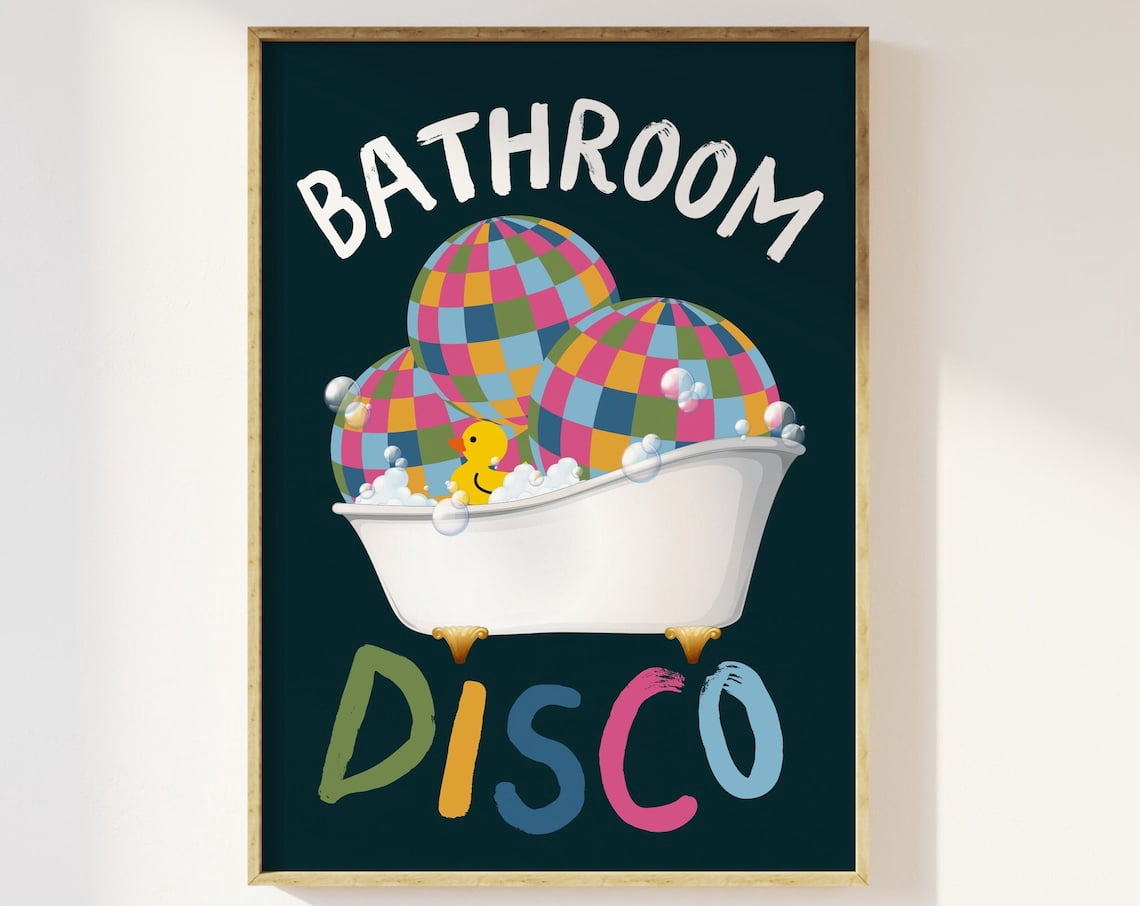 Dopaprint UNFRAMED PAPER POSTER Bathroom Disco Retro Colourful Print ...