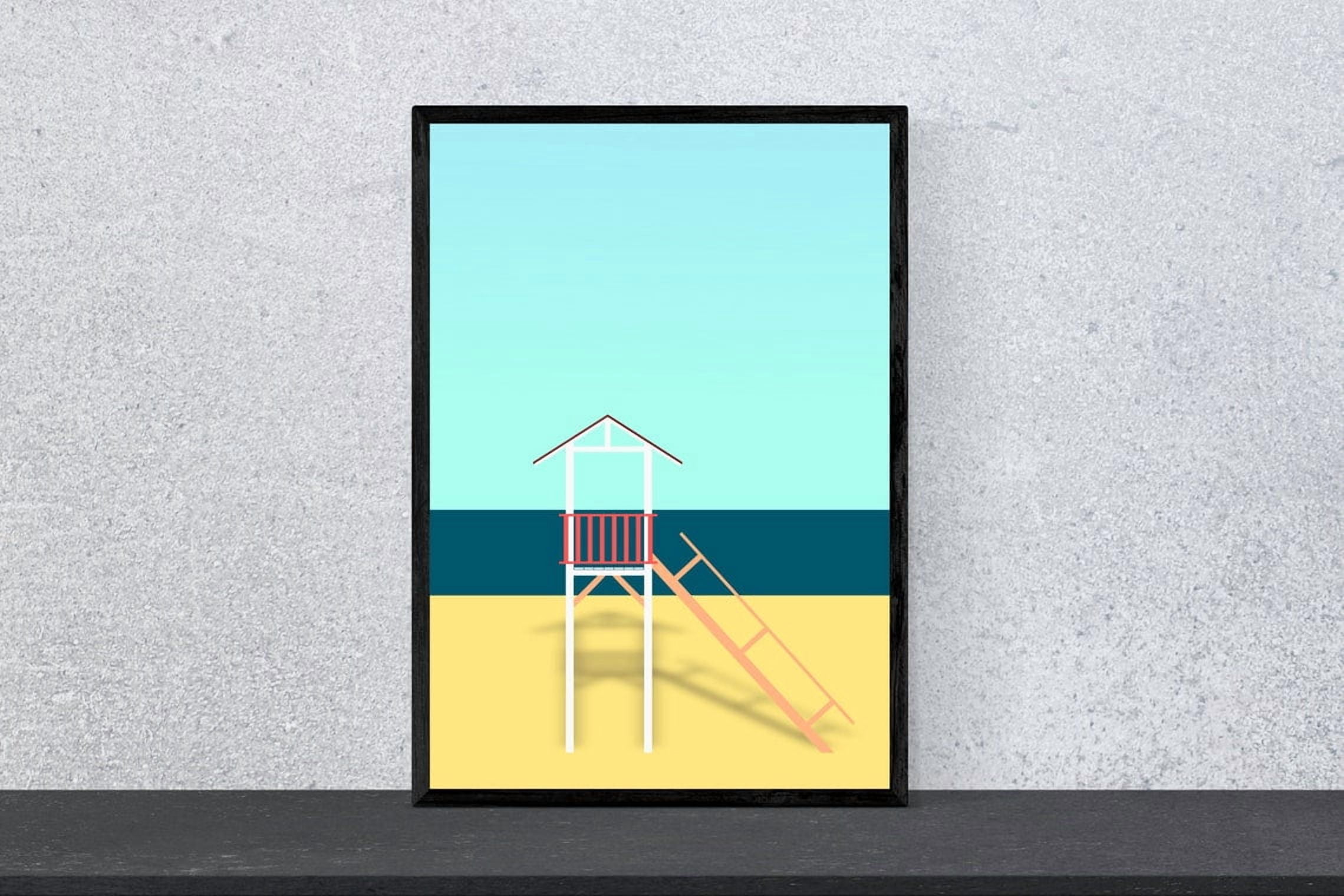 Dopaprint UNFRAMED PAPER POSTER Beach Cottage Poster - Art, Minimal ...