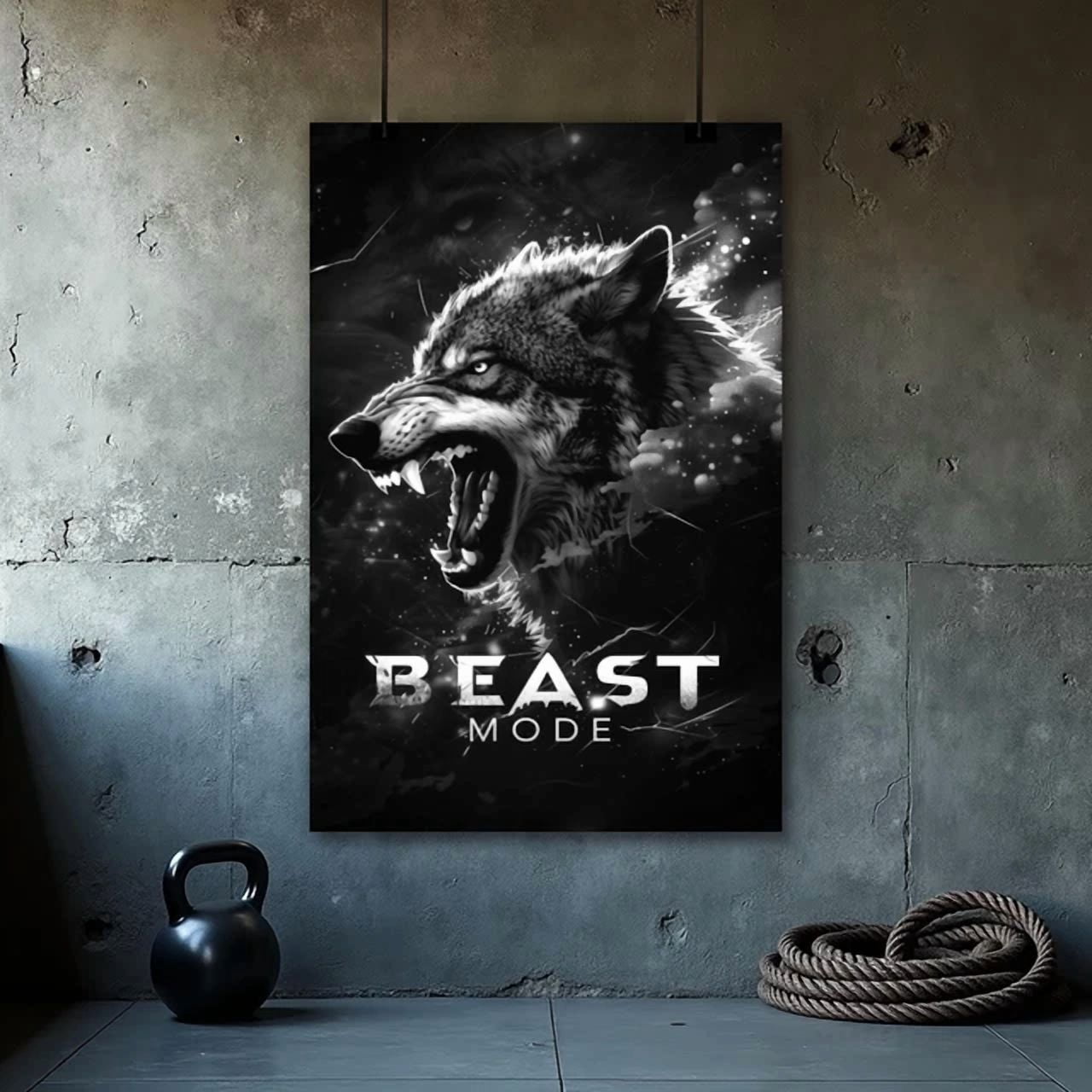 Dopaprint UNFRAMED PAPER POSTER Beast Mode Wolf Poster Grayscale Angry ...