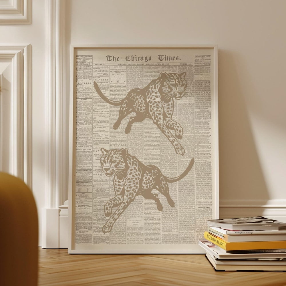 Dopaprint UNFRAMED PAPER POSTER Beige Leo.Pard Wall Art-Newspaper ...