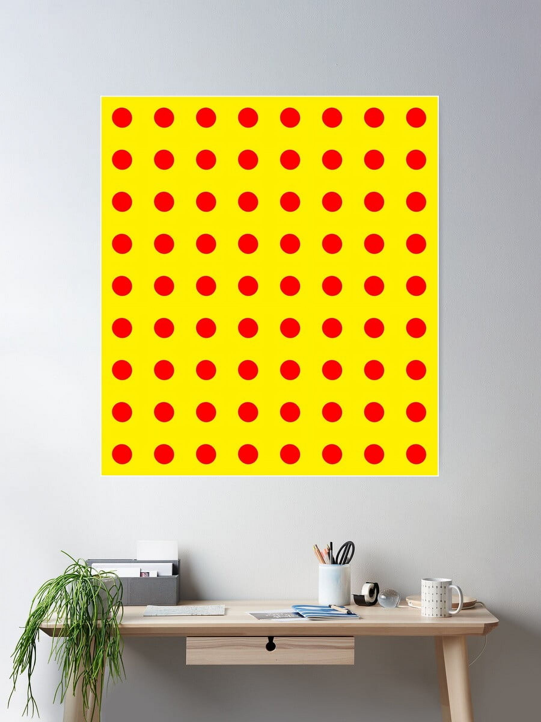 Dopaprint UNFRAMED PAPER POSTER Big Red Polka Dots On Bright Yellow ...